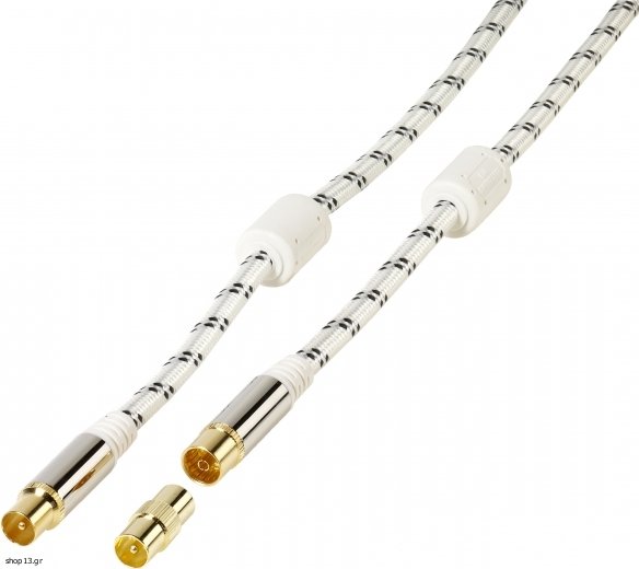 Vivanco Antenna Cable 10m Coax PLUG-Coax Socket Ferrite 120 Db White ...